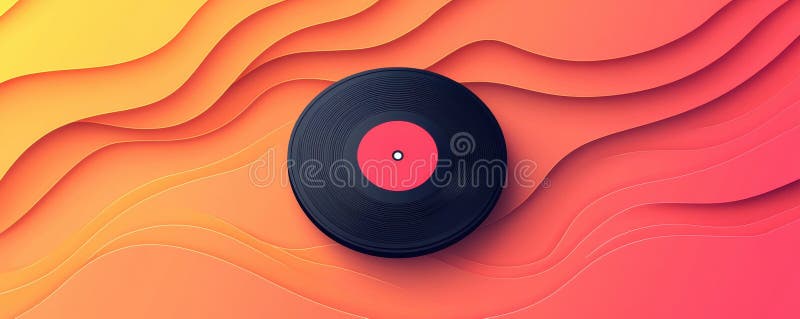 Colorful Abstract Vinyl Record Illustration with Vibrant Paper Wave ...