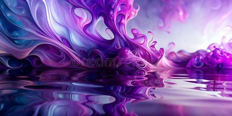 Colorful Abstract Visual of Purple Fluid or Liquid with Reflections AI ...