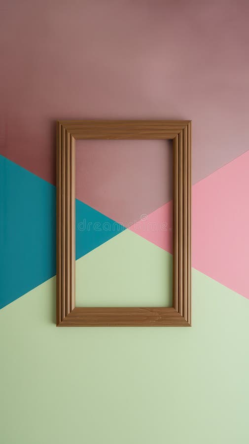 Colorful Abstract Wall with Leaning Wooden Frame Stock Illustration ...
