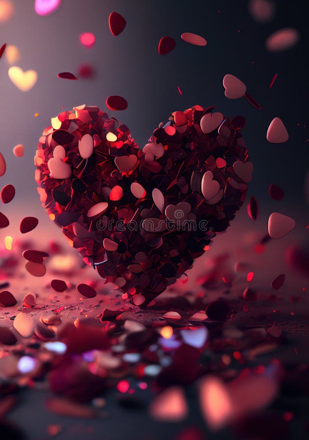 Colorful Abstract Wallpaper with Hearts Theme. Valentine`s Theme Stock ...