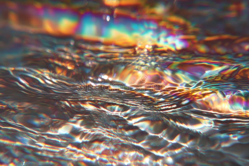 Colorful Abstract Water Reflection with Rainbow Light Effects. Stock ...
