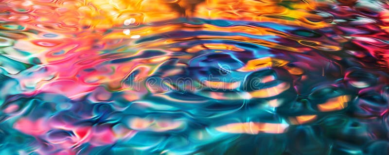 Colorful Abstract Water Ripples with Reflections, Close-up View Stock ...