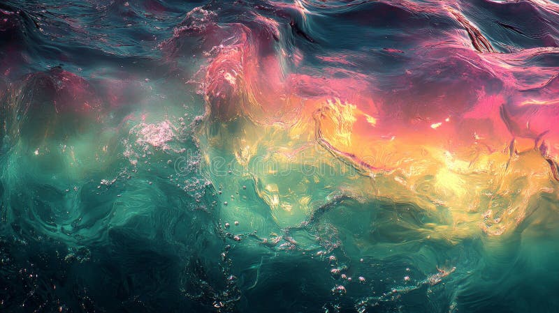 Colorful Abstract Water Wave with Bright Light Reflection, Vibrant ...