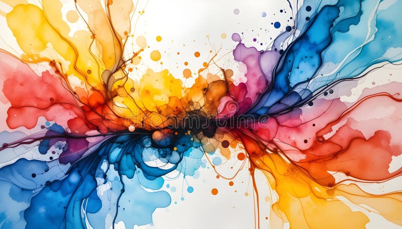 Colorful Abstract Watercolor Artwork on Paper Stock Illustration ...