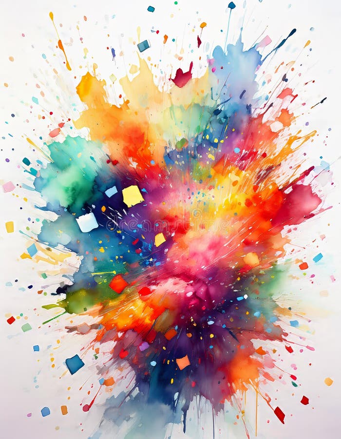 Colorful Abstract Watercolor Paint Exploding on White Background Stock ...