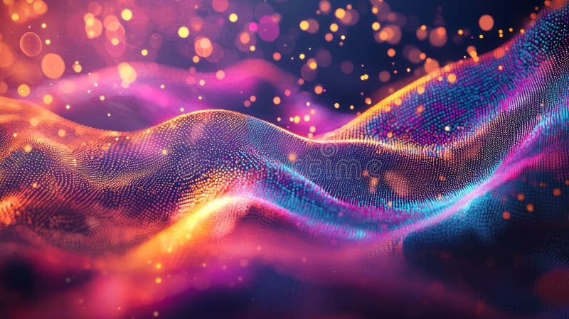 Colorful Abstract Wave of Digital Particles and Lights Stock Image ...