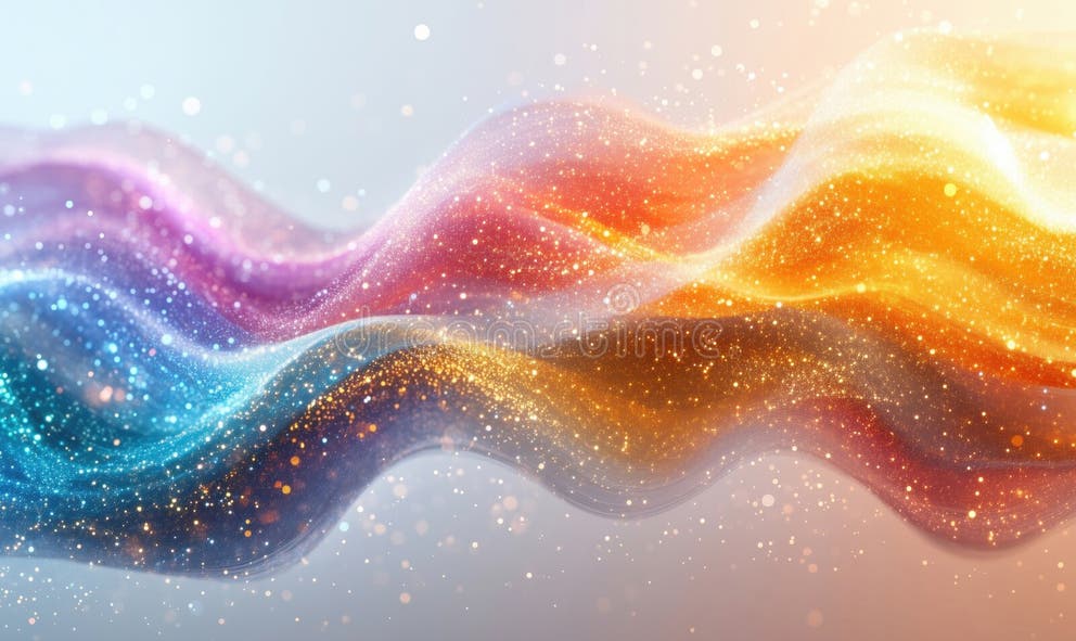 Colorful Abstract Wave with Glittering Particles and Smooth Gradients ...