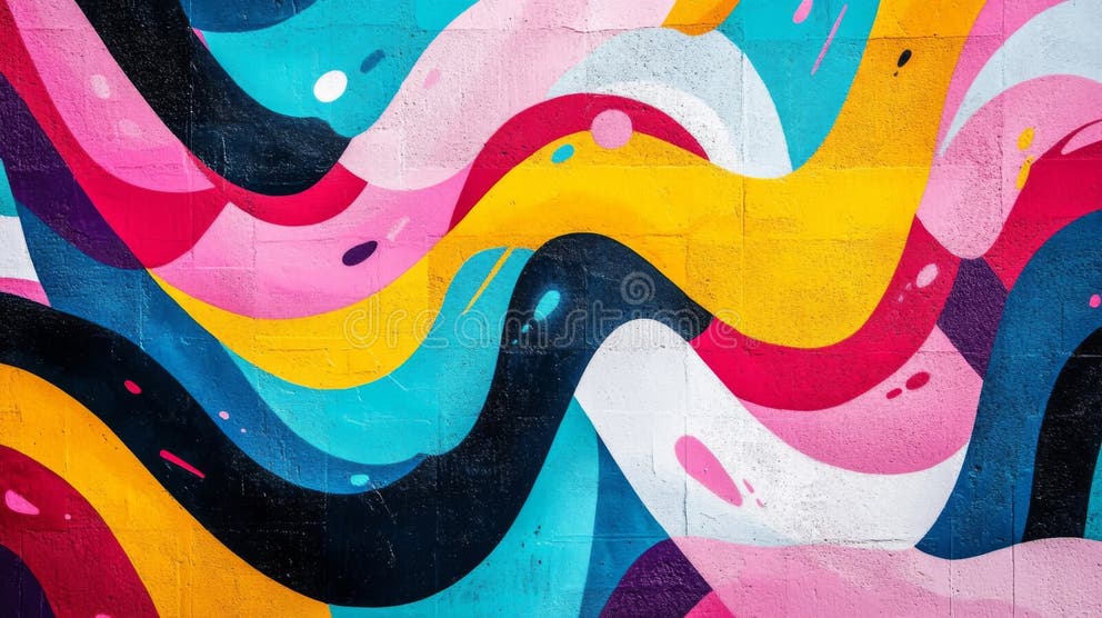 Colorful Abstract Wave Graffiti Wall Art Stock Illustration ...