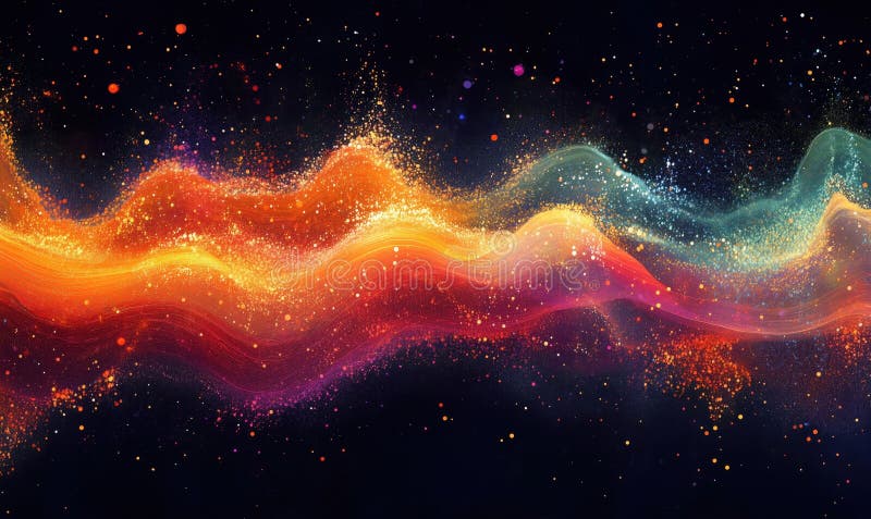 Colorful Abstract Wave of Light and Particles in Cosmic Space ...