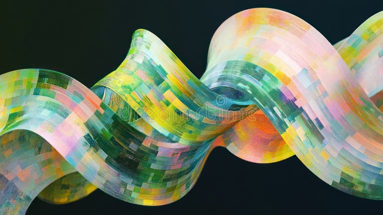 A Colorful, Abstract Wave-like Structure Composed of Vibrant, Pixelated ...