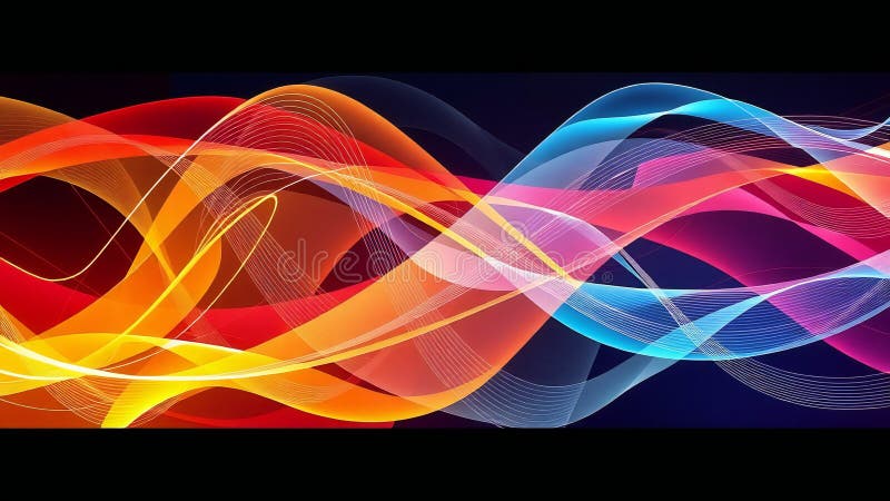 Colorful Abstract Wave Lines on Black Background Stock Image - Image of ...