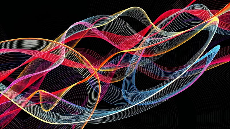 Colorful Abstract Wave Lines on Black Background Stock Photo - Image of ...