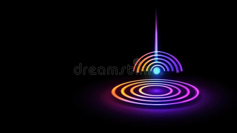 Colorful Abstract Wave Pattern with Circular Ripples and Glowing Light ...