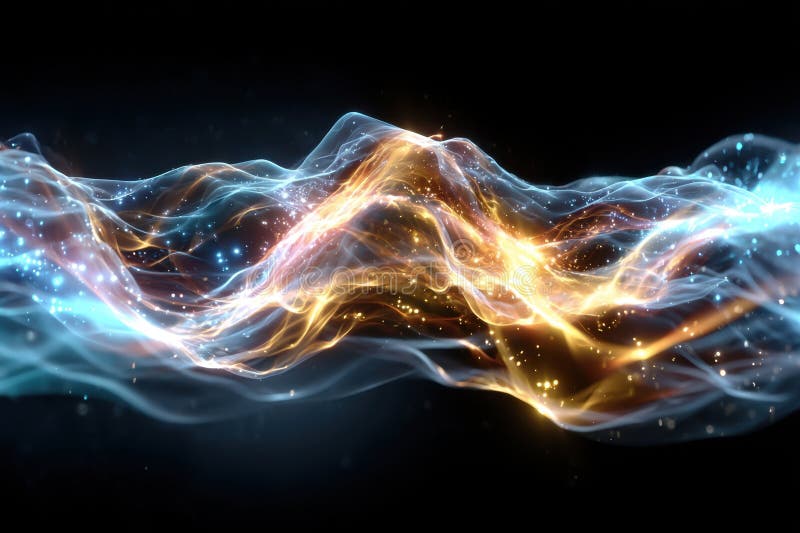 Colorful Abstract Wave Pattern with Luminous Effects in Dark Background ...