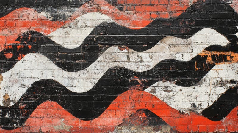 Colorful Abstract Wave Pattern on a Textured Brick Wall Background ...