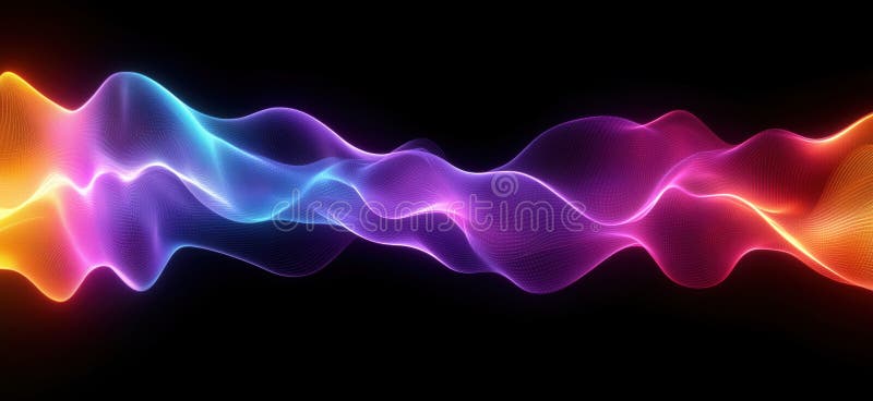 Colorful Abstract Wave Patterns with Glowing Light Effects on Black ...