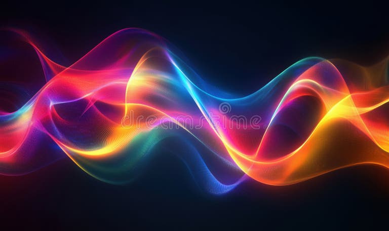 Colorful Abstract Wave Patterns with Glowing Light Effects on Dark ...