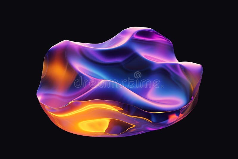 Colorful Abstract Wave Sculpture with Fluid Motion and Luminous ...