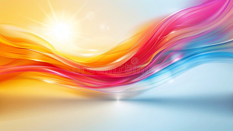 Colorful Abstract Wave with Sun in Background Stock Illustration ...