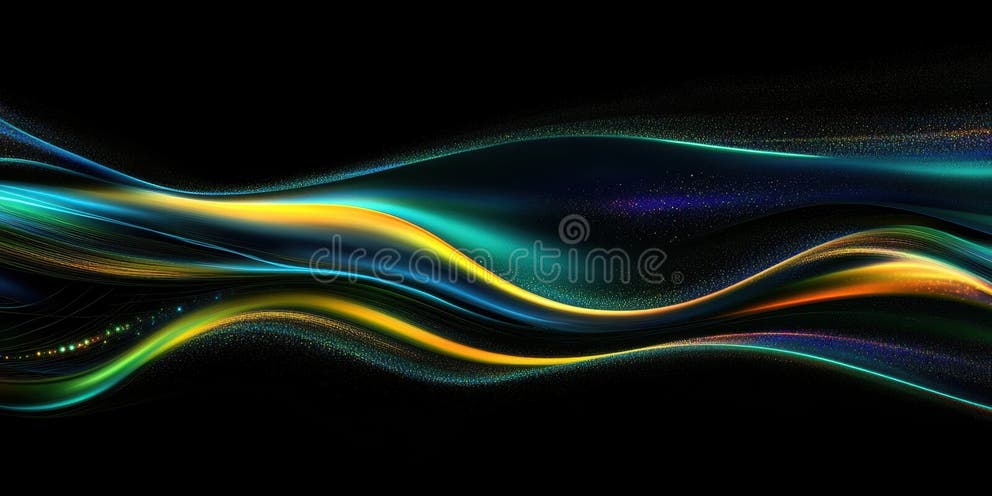 Colorful Abstract Waveforms on a Black Background with Dynamic Light ...