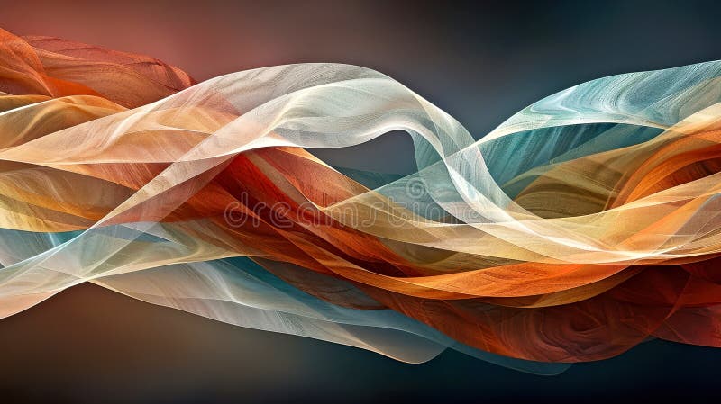 Colorful Abstract Waveforms of Flowing Fabric with Light Effects in ...