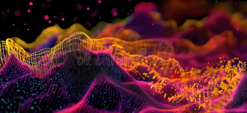Colorful Abstract Waveforms, Vibrant Digital Landscape, Intricate ...