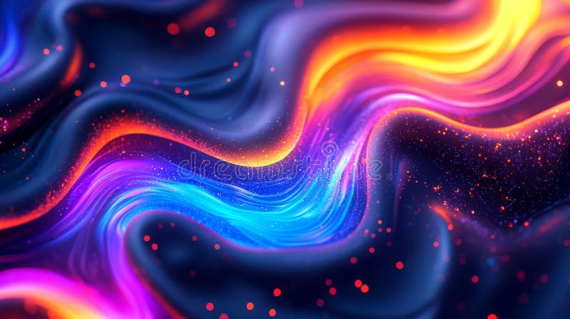 Colorful Abstract Waves in AI Visualization Stock Illustration ...