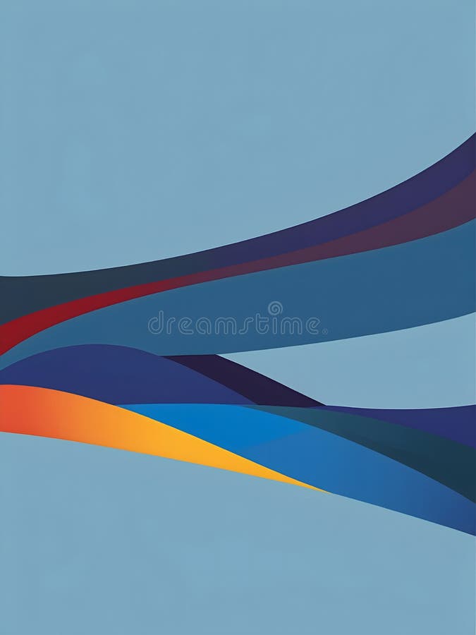 Colorful Abstract Waves. Abstract Curves in Blue, Red, and Yellow on a ...