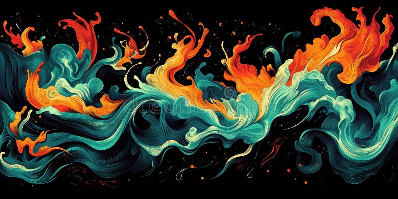 Colorful Abstract Waves Fire Water Blending Vibrant Harmony Stock ...