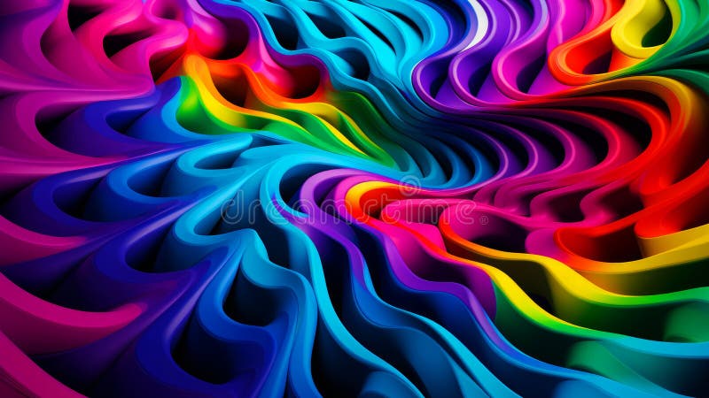 Colorful Abstract Waves Forming a Vibrant Flowing Pattern. Paint Curves ...