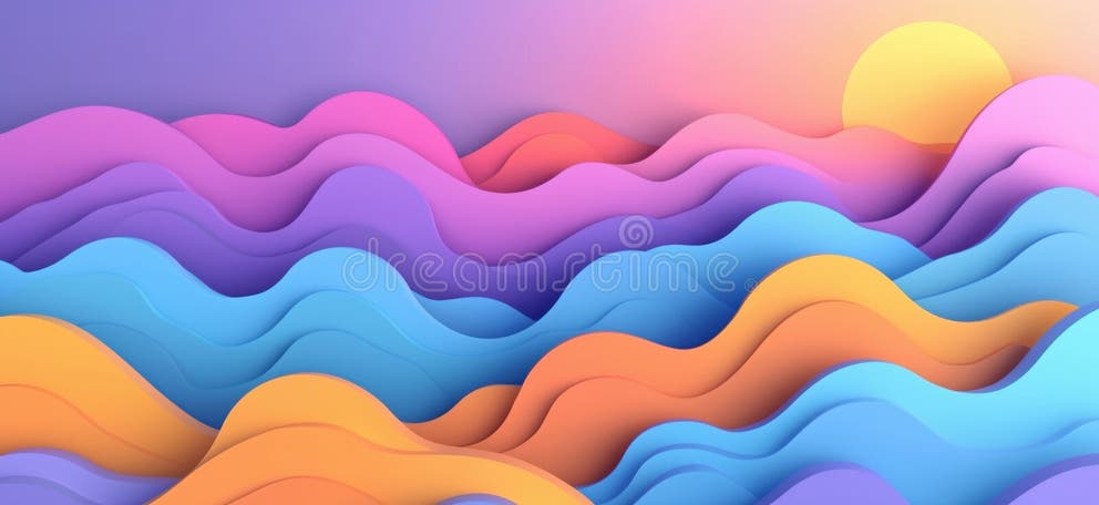 Colorful Abstract Waves with Gradient Hues and Sunset Background Stock ...