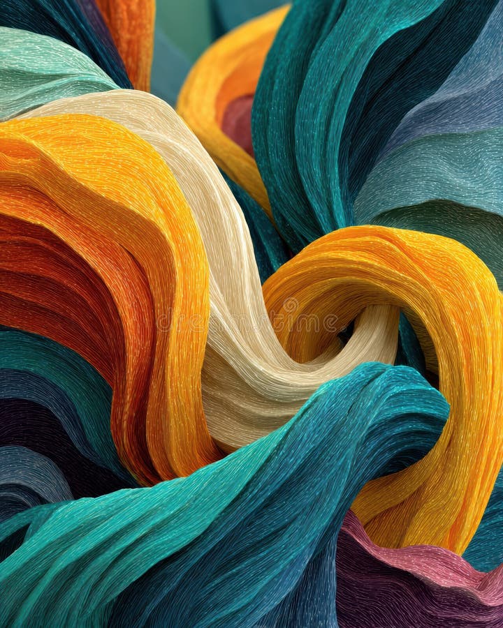 Colorful Abstract Waves Intertwining and Creating Dynamic Patterns Stock Illustration ...