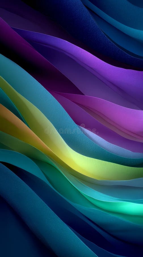 Colorful Abstract Waves of Layered Fabric-like Textures in Flowing ...