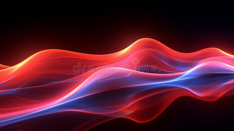 Striking Red Abstract Waves Flow Light Creating Dynamic Vibrant Effect ...