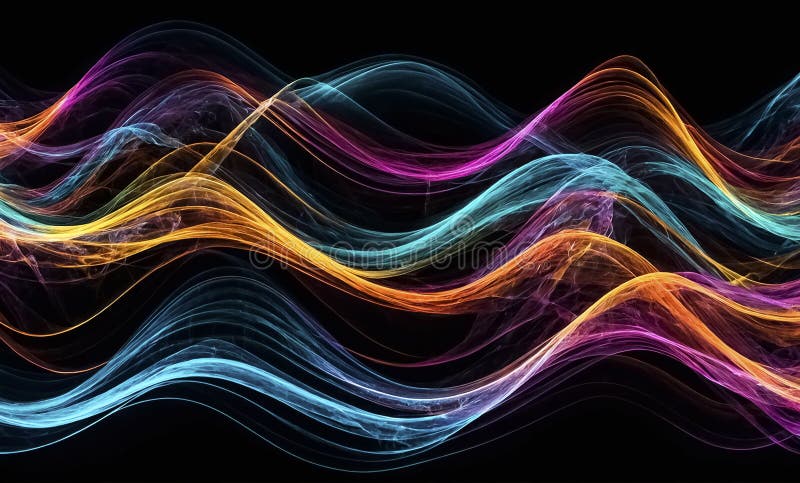 Colorful Abstract Waves Moving Gracefully in a Dynamic Pattern Against ...
