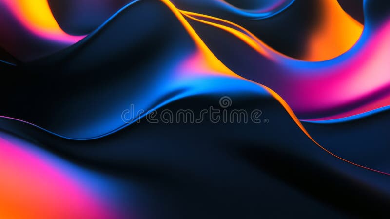 Colorful Abstract Waves with Neon Glow on Dark Background, Modern Art ...
