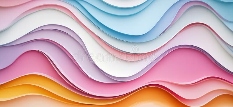 Colorful Abstract Waves of Paper in Pastel Shades Creating a Dynamic ...