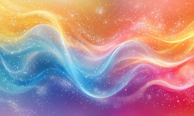 Colorful Abstract Waves with Sparkling Stars in Vibrant Gradient ...