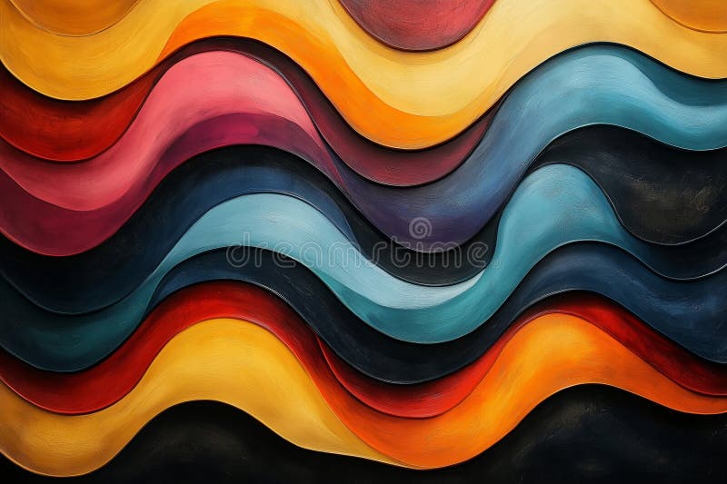 Colorful Abstract Waves on Textured Surface Create Dynamic Visual ...