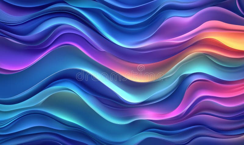 Colorful Abstract Waves, Vibrant Flowing Patterns in Blue, Purple, Pink, and Orange Hues, Smooth ...