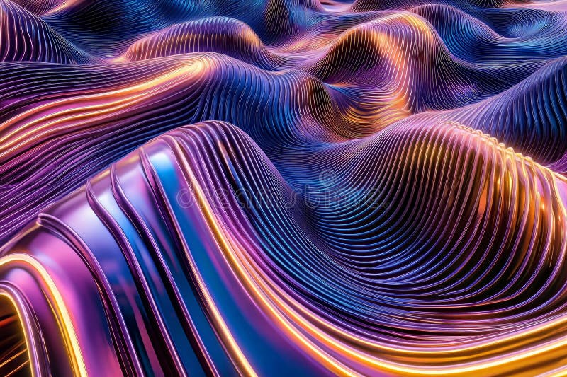 Colorful Abstract Waves in Vibrant Hues with Glowing Lines and ...
