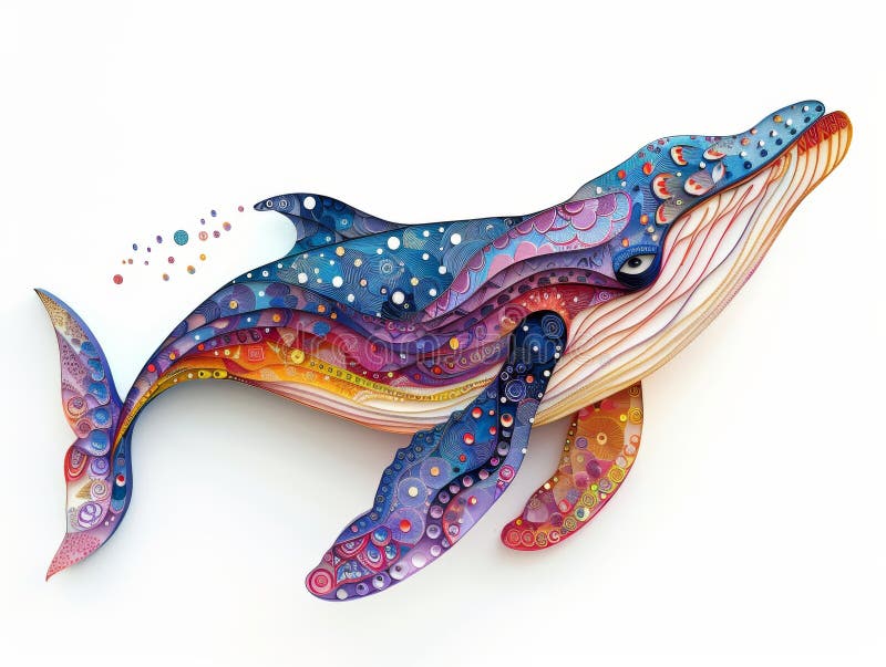 Colorful Abstract Whale Illustration with Intricate Patterns and ...