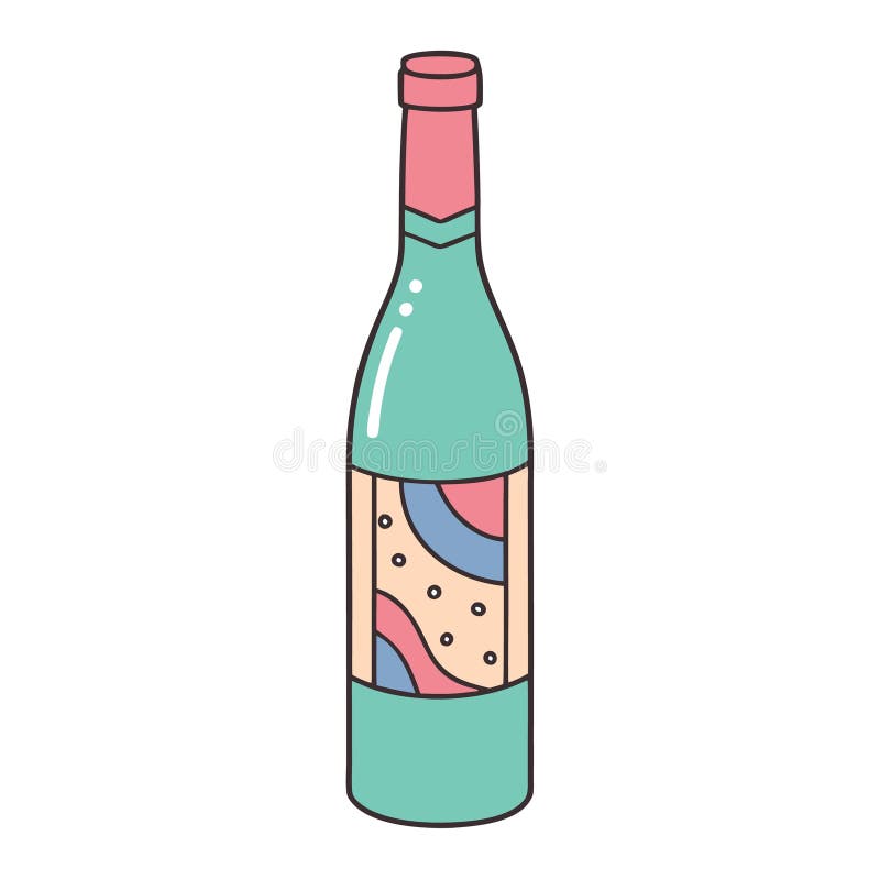 Colorful Abstract Wine Bottle Illustration with Retro Patterns Stock ...
