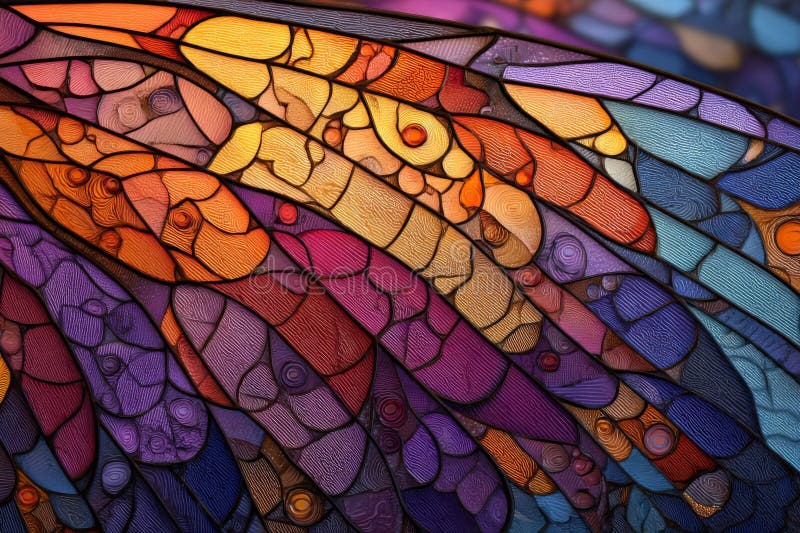 Colorful Abstract Wing Pattern with Stained Glass Texture Stock ...