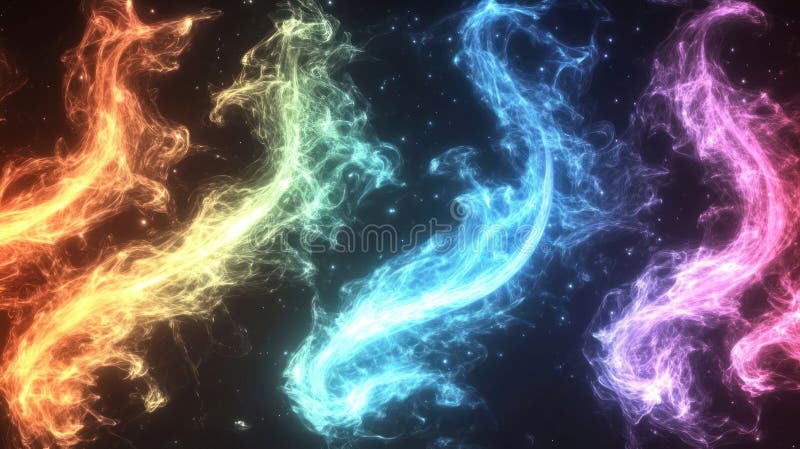 Colorful Abstract Wisps of Light in Vibrant Hues on a Dark Background ...
