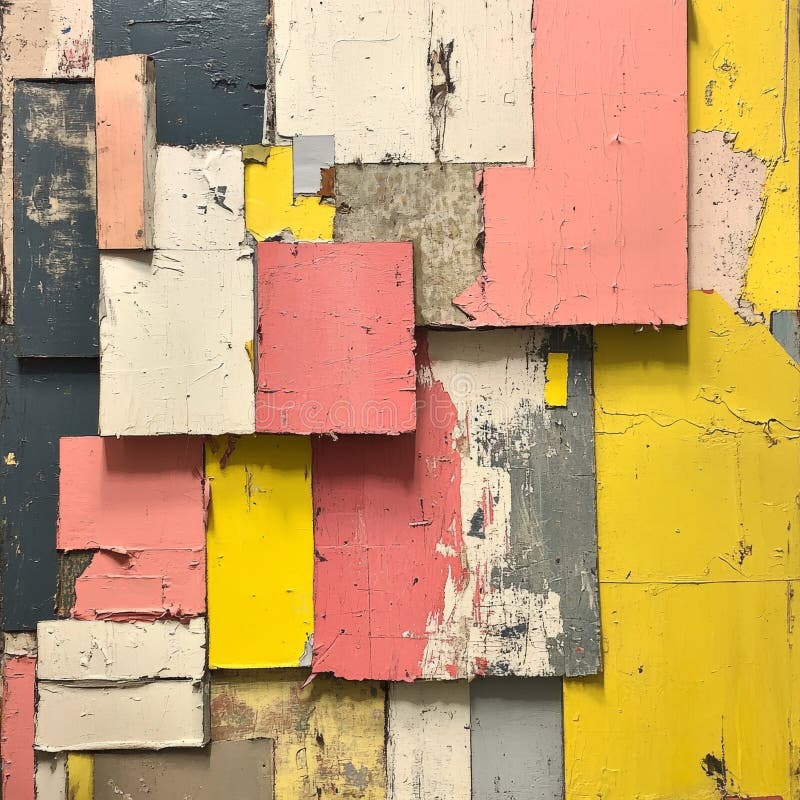 Colorful Abstract Wood Panel Wall Art Showing Contemporary Collage ...