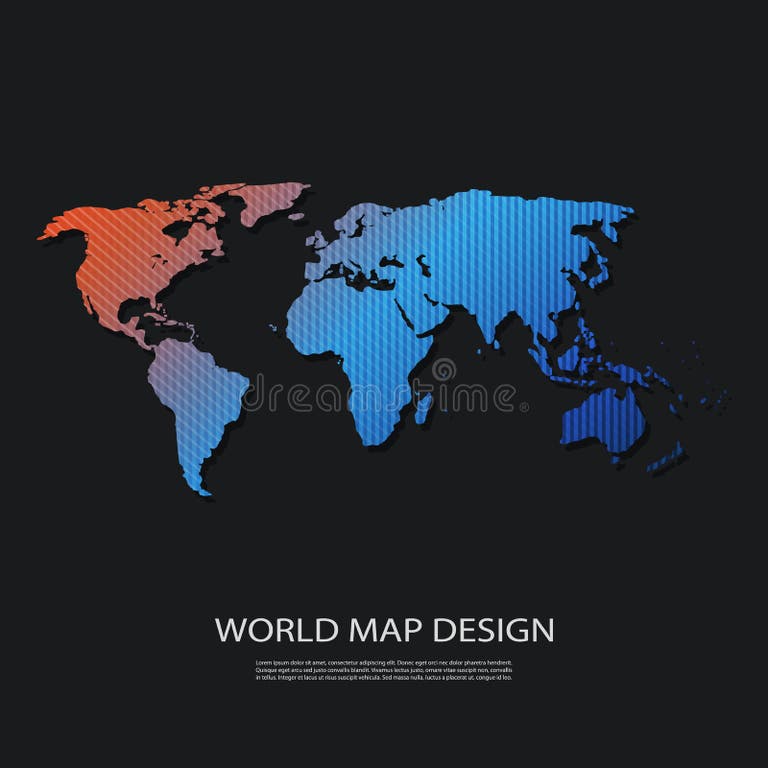 Colorful Abstract World Map Background Design in Editable Vector Format ...