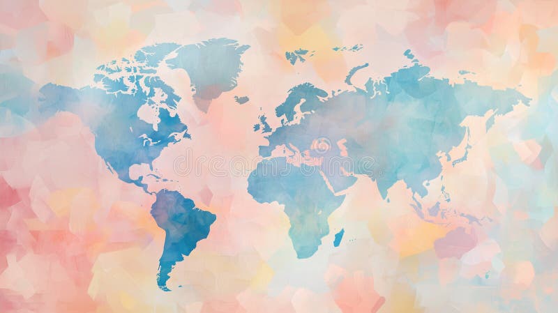 Colorful Abstract World Map Design with Overlapping Layers and Soft ...