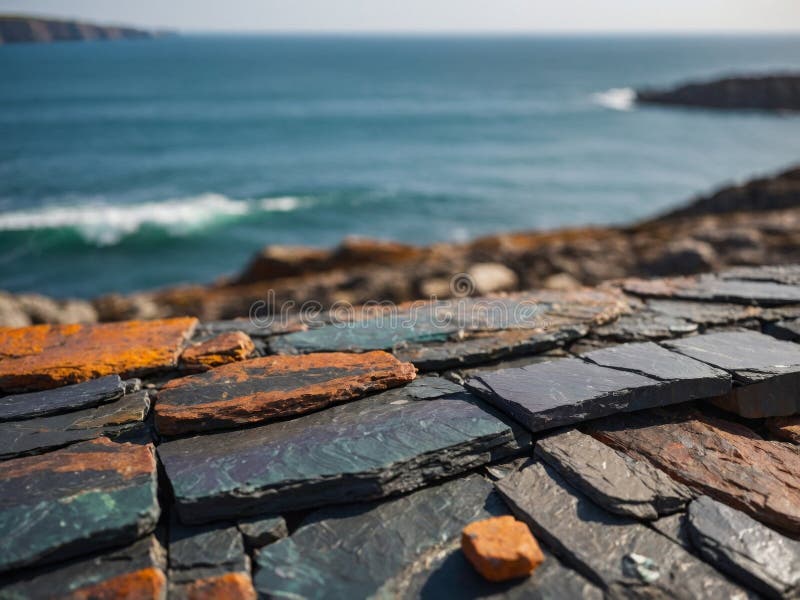 Colorful Abstraction of Slate and Quartzite on a Coastal Cliff. Stock ...