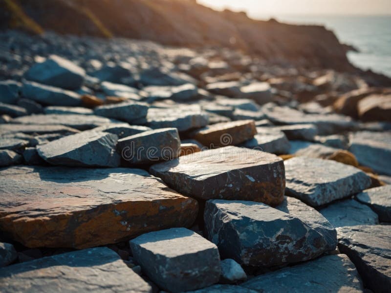 Colorful Abstraction of Slate and Quartzite on a Coastal Cliff. Stock ...